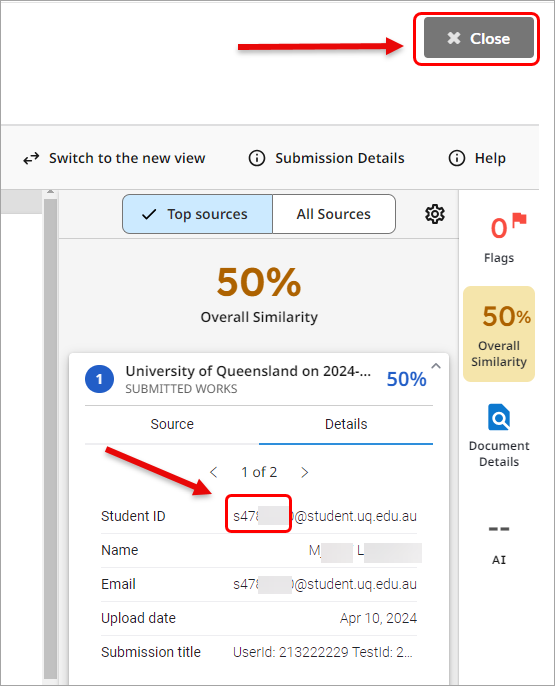 Turnitin similarity report in Inspera (Original) - eLearning - University of Queensland